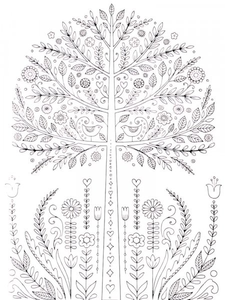Tree coloring pages for adults
