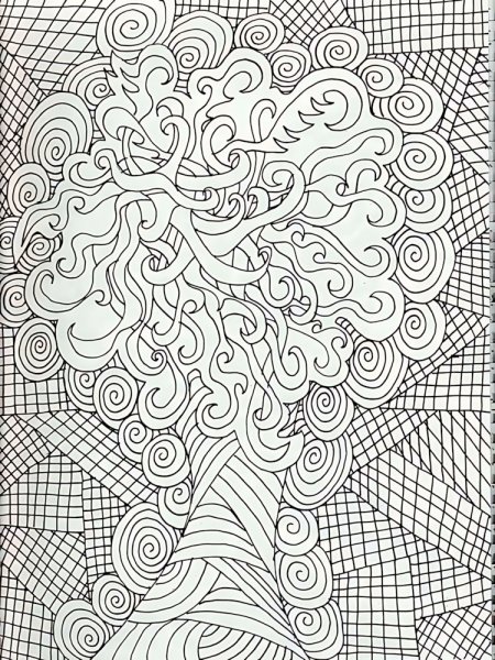 Tree coloring pages for adults