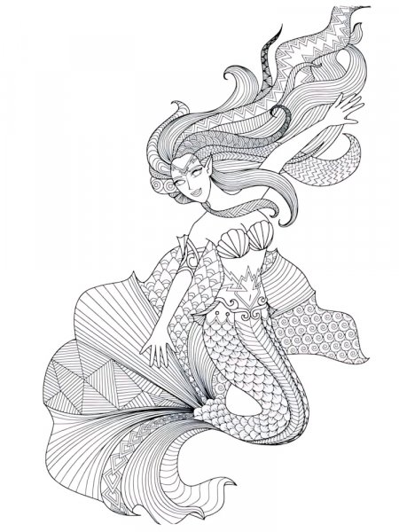 Mermaid coloring pages for Adults
