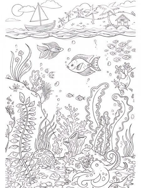 Free Underwater world coloring pages for Adults