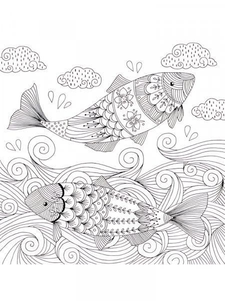 Fish coloring pages for Adults