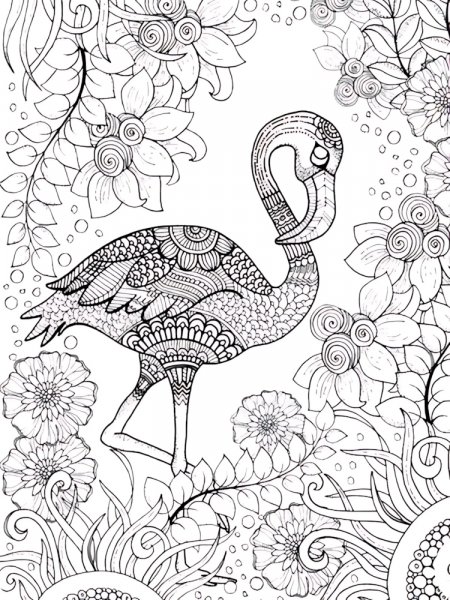 Flamingo coloring pages for Adults