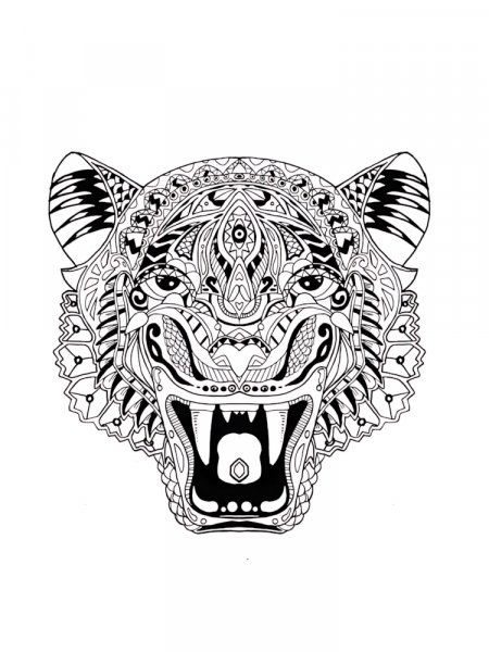 Tiger coloring pages for Adults