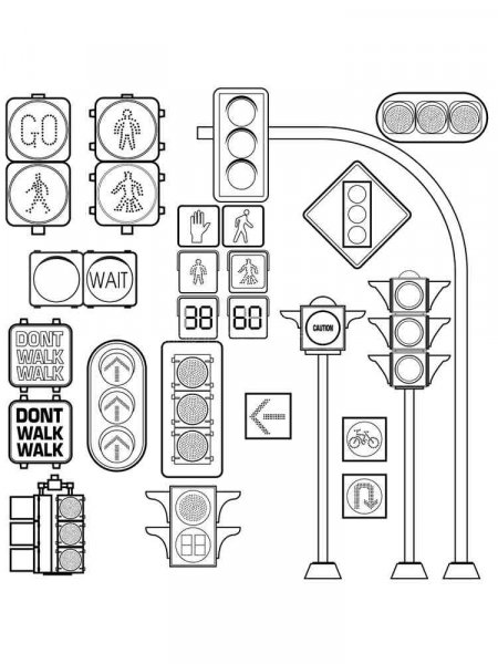 Traffic lights coloring pages