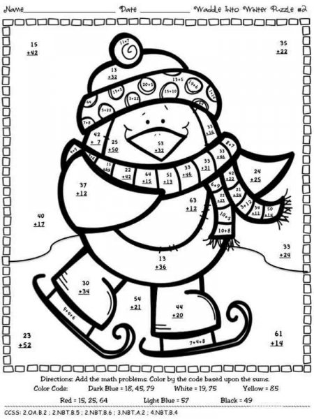 Addition coloring pages