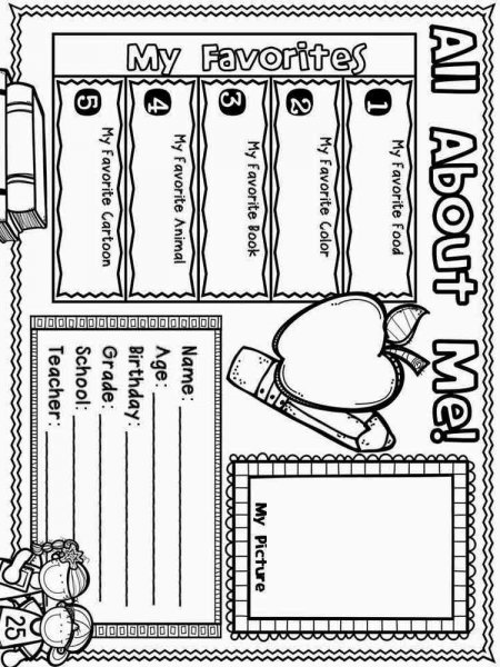 All About Me coloring pages