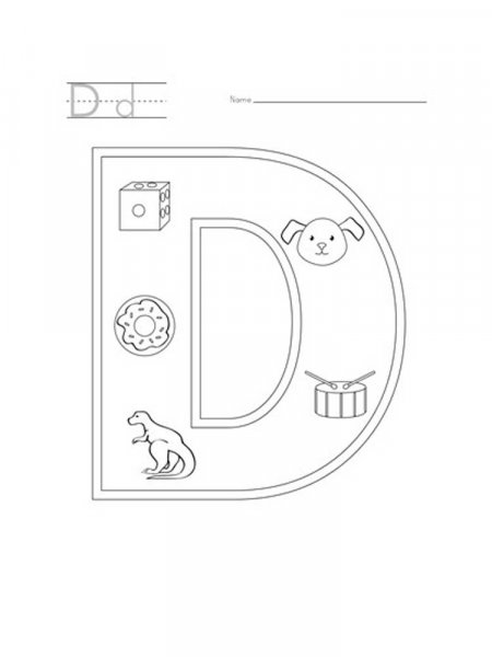 Letter D coloring pages