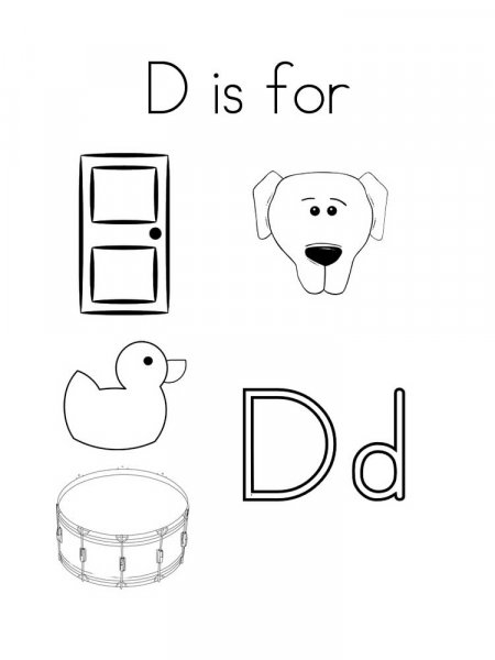 Letter D coloring pages