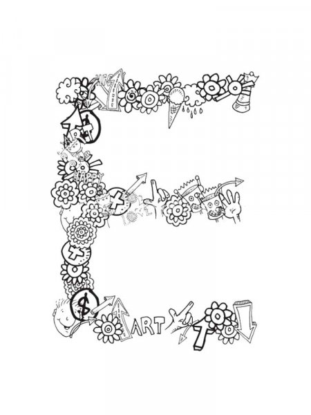 Letter E coloring pages