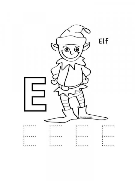 Letter E coloring pages