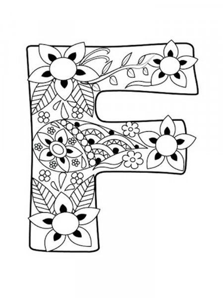 Letter F coloring pages