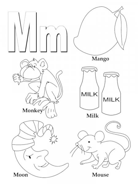 Letter M coloring pages