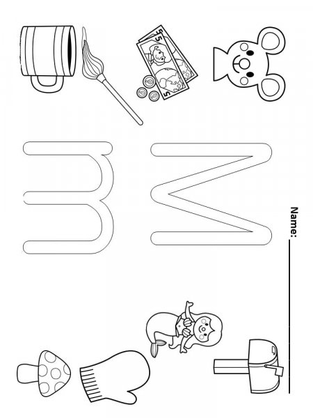 Letter M coloring pages