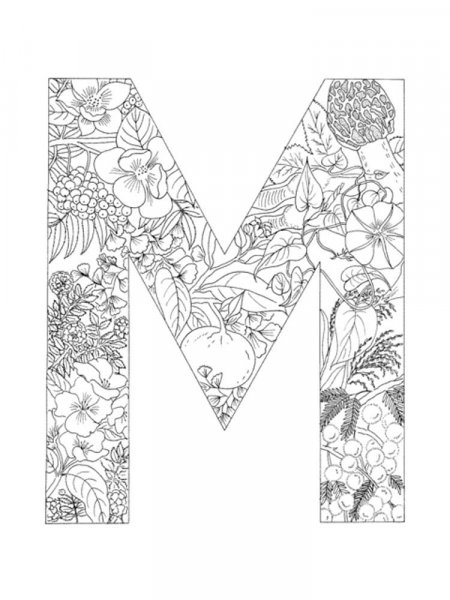Letter M coloring pages