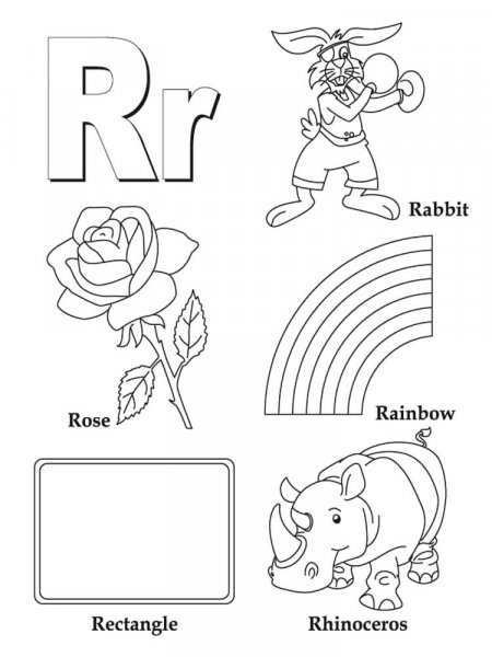 Letter R coloring pages