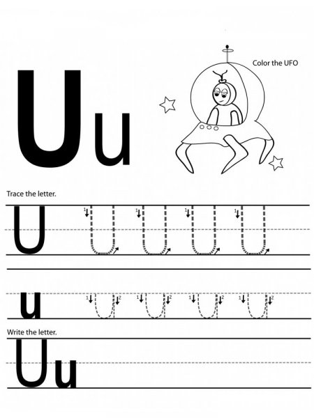 Letter U coloring pages