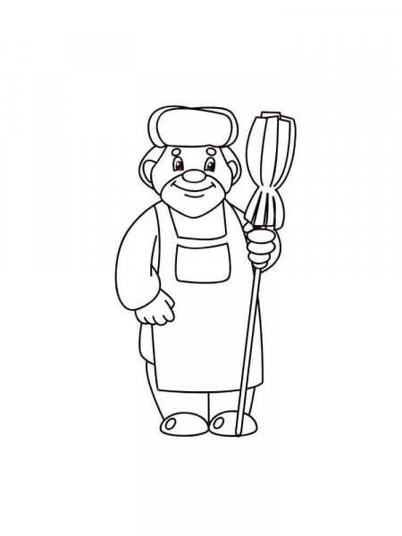 Janitor coloring pages