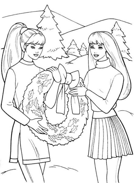 Barbie Christmas coloring page - Free printable