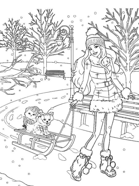 Barbie Christmas coloring page - Free printable