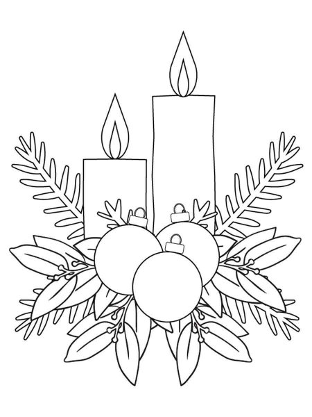 Christmas Candles coloring page - Free printable