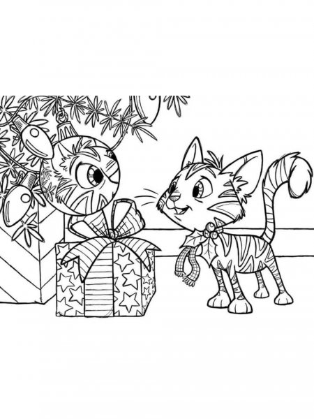 Christmas Cat coloring page - Free printable