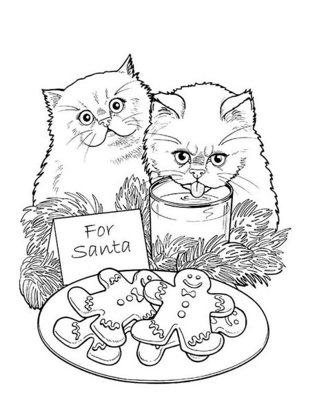 Christmas Cat coloring page - Free printable