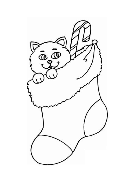 Christmas Cat coloring page - Free printable