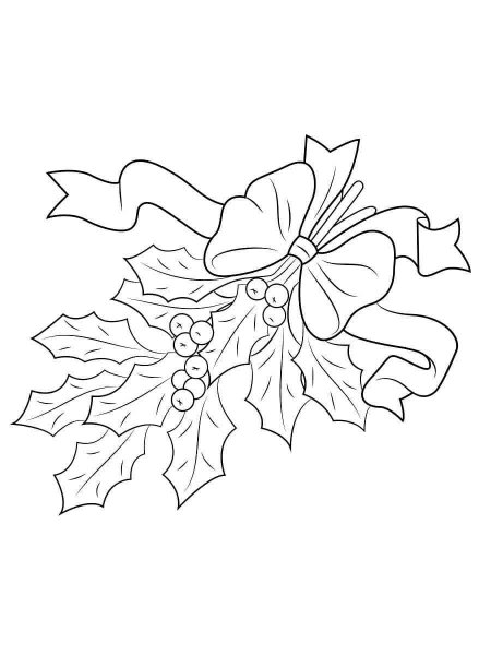 Christmas Holly coloring page - Free printable
