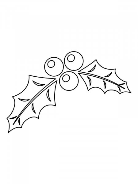 Christmas Holly coloring page - Free printable