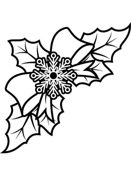Christmas Holly coloring page - Free printable