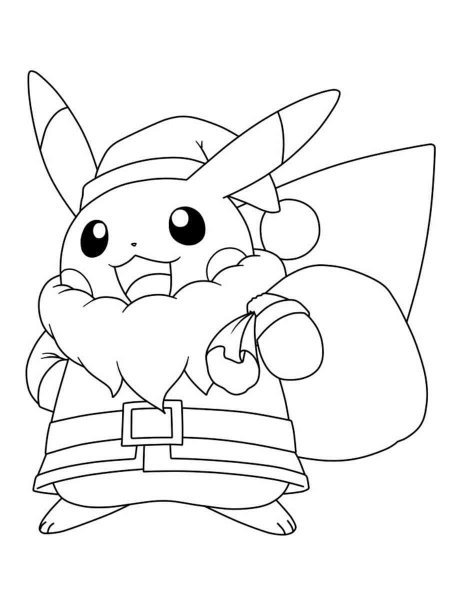 Christmas Pikachu coloring page - Free printable