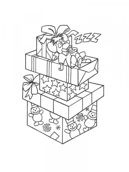 Gift coloring page - Free printable