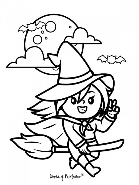 Cute Halloween coloring page - Free printable