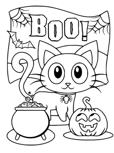 Halloween Cat coloring page - Free printable
