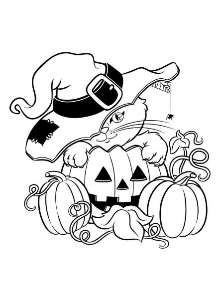 Halloween Cat coloring page - Free printable