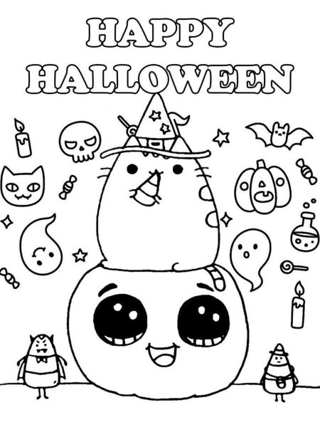 Halloween Kawaii coloring page - Free printable
