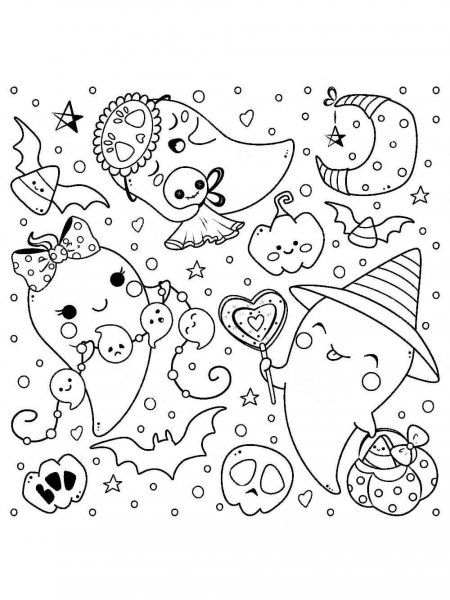 Halloween Kawaii coloring page - Free printable