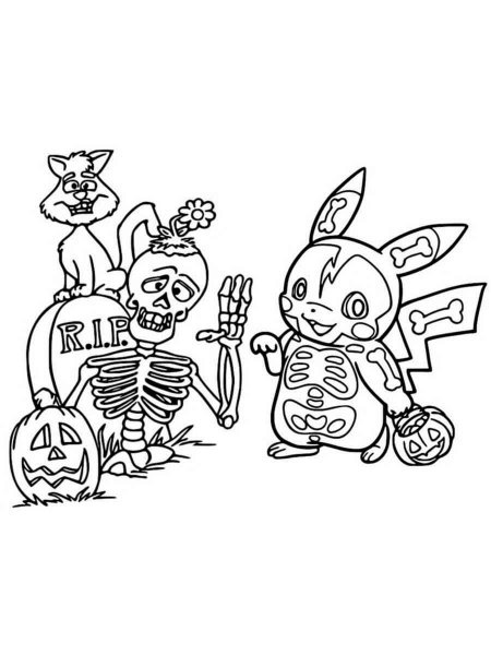 Pokemon Halloween coloring page - Free printable