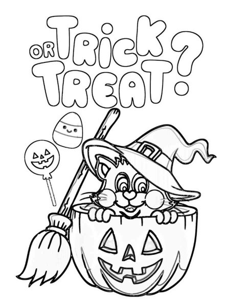 Trick or Treat coloring page - Free printable
