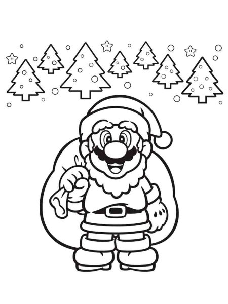 Mario Christmas coloring page - Free printable