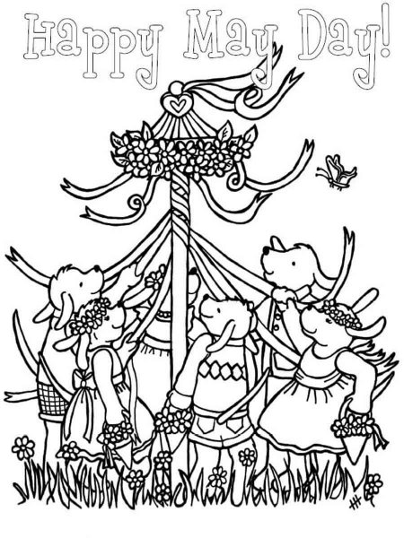 May Day coloring page - Free printable