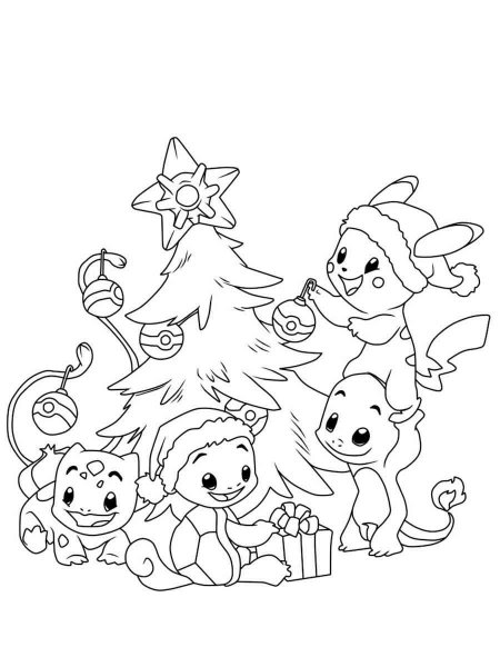 Pokemon Christmas coloring page - Free printable