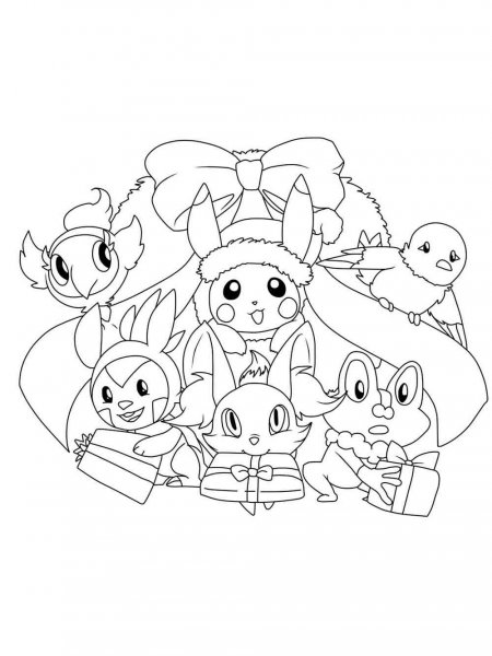 Pokemon Christmas coloring page - Free printable