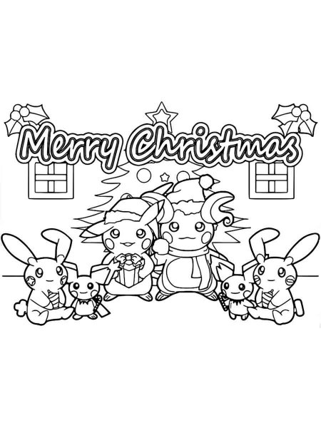 Pokemon Christmas coloring page - Free printable