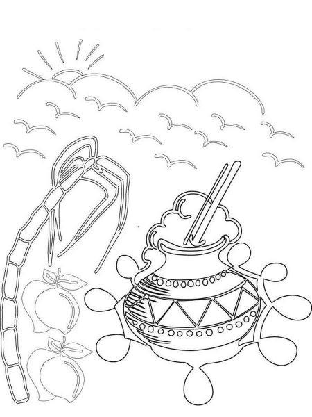 Pongal coloring page - Free printable