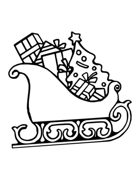 Santa's Sleigh coloring page - Free printable