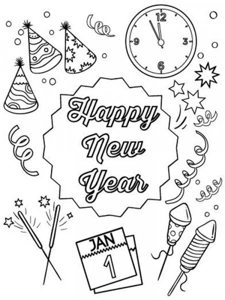 Happy New Year coloring pages