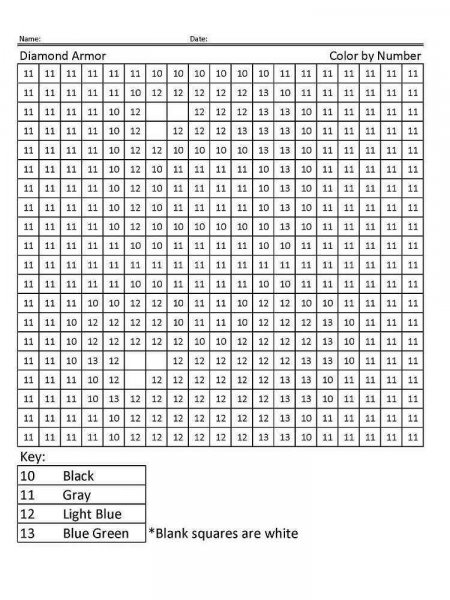 Minecraft Color by Number coloring pages