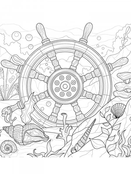 Ship's wheel coloring pages