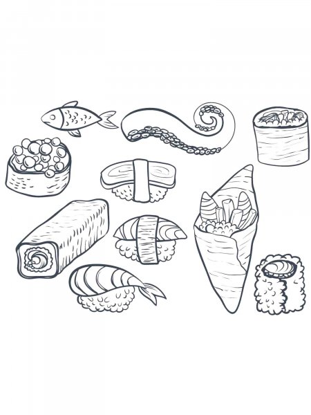 Sushi coloring pages